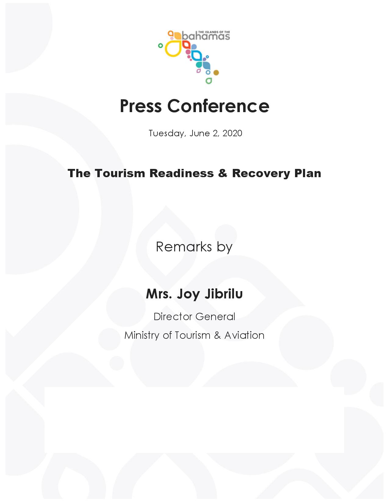 The Tourism Readiness & Recovery Plan - The Bahamas High Commission