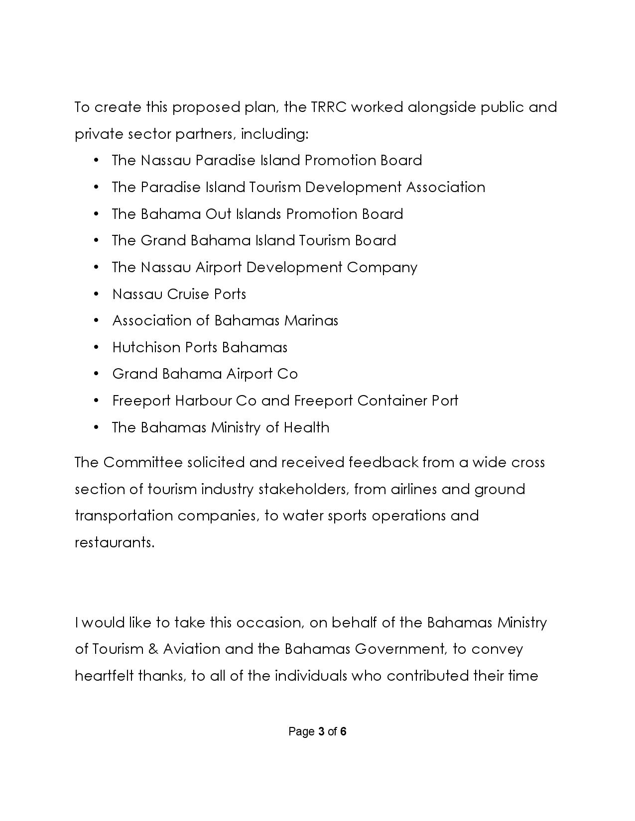 The Tourism Readiness & Recovery Plan - The Bahamas High Commission